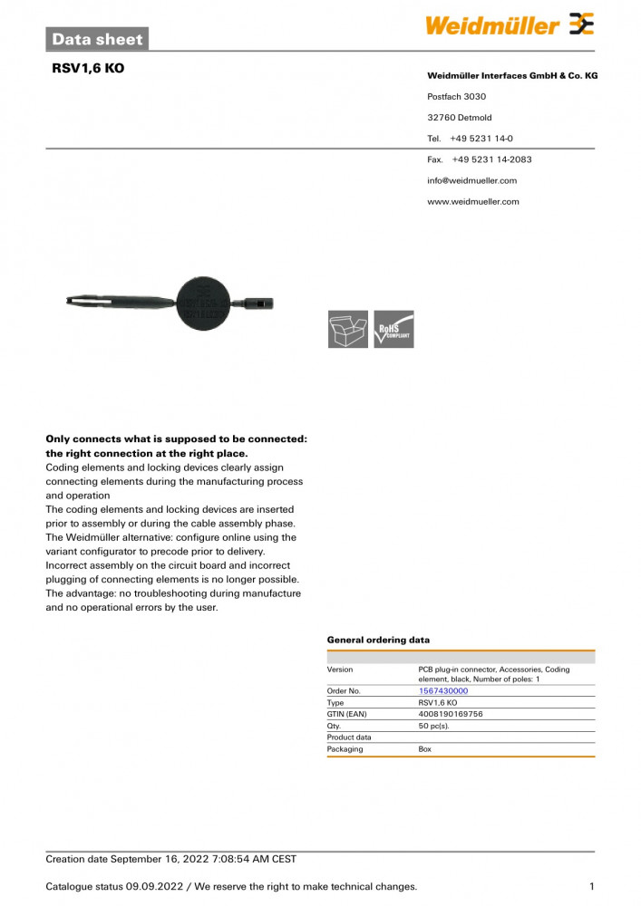 WEIDMULLER 1567430000 technical document page 1