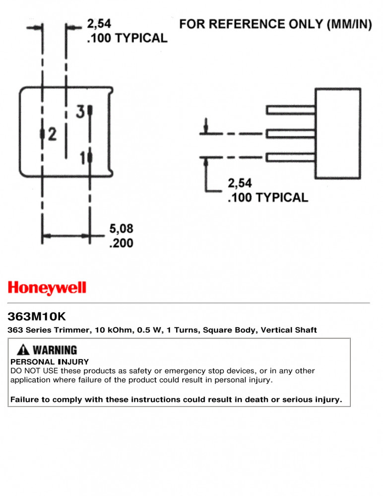 Honeywell 363M10K documentation page 3