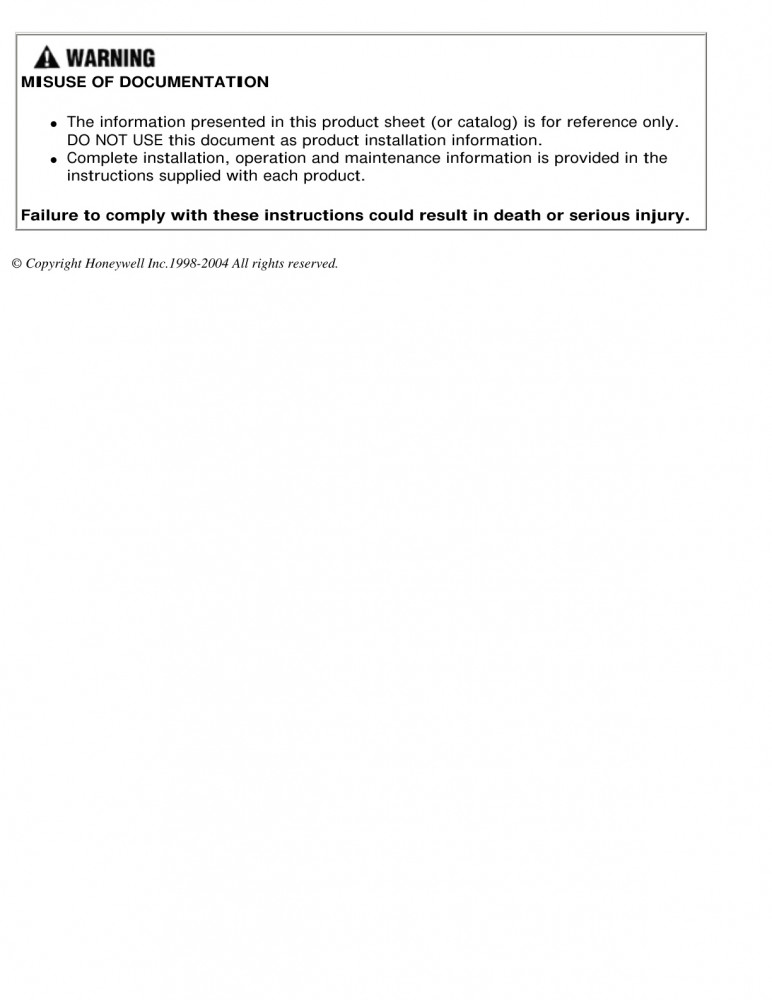 Honeywell 363M10K documentation page 4