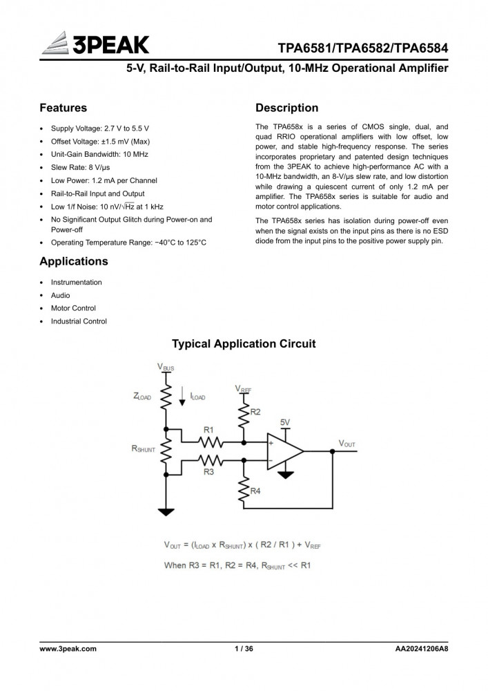 TPA6582-SO1R datasheet page 1