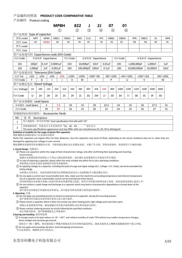 KYET MPBH822J2J0701 approval specification page 3