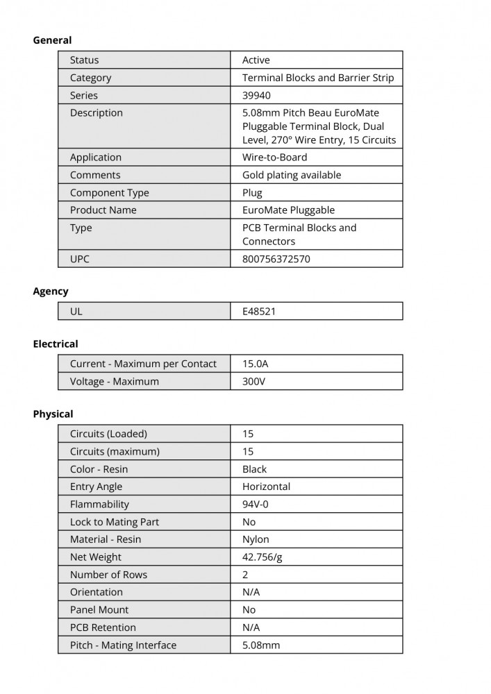 Technical document page 2 for Molex 399400315