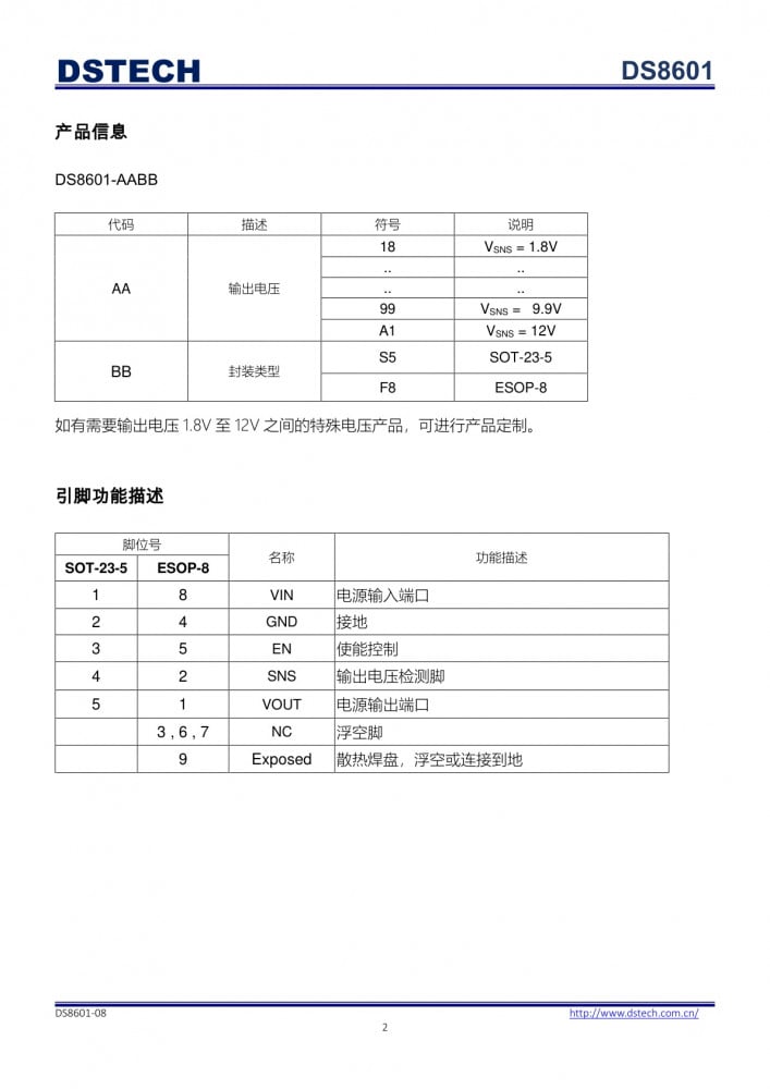 DS8601 datasheet page 2