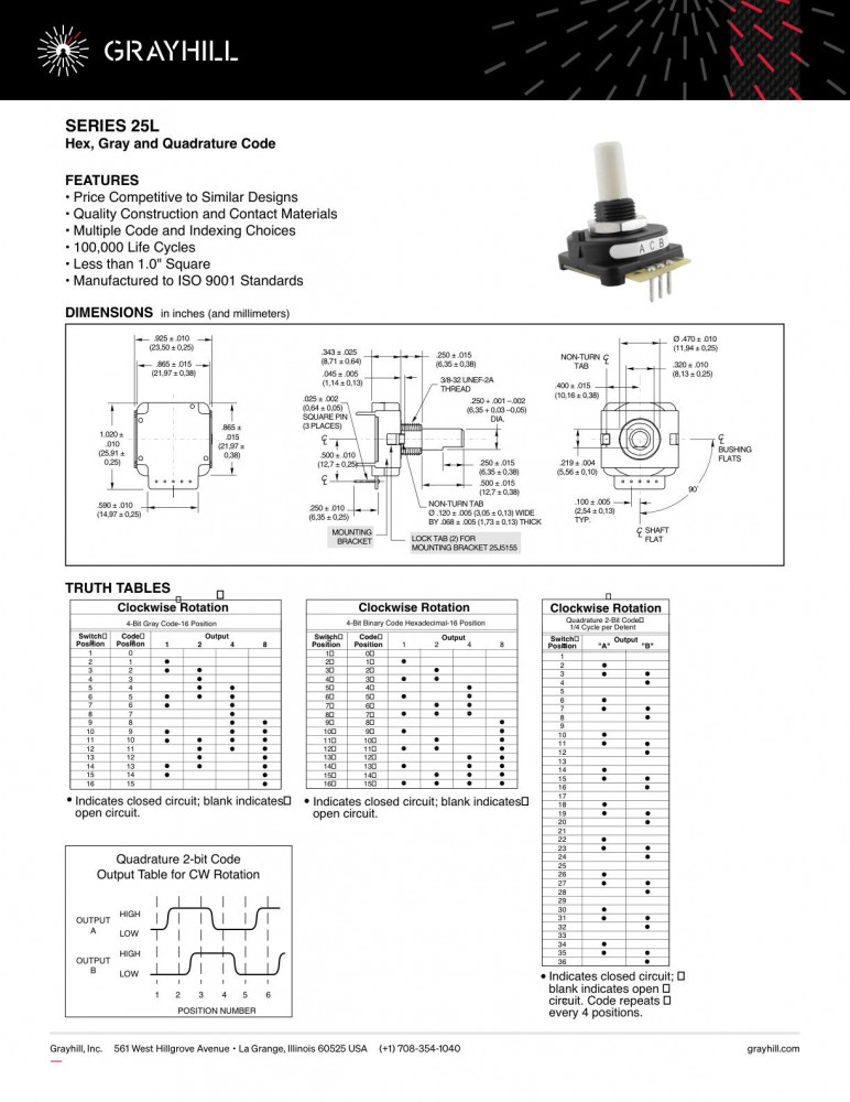 Grayhill Series 25L technical document page 1
