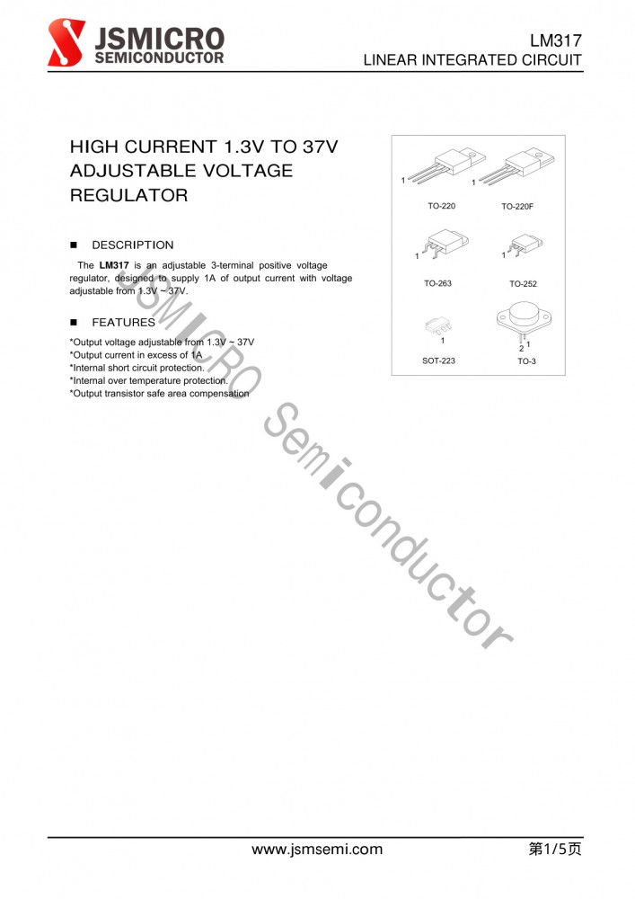 LM317 technical document page 1