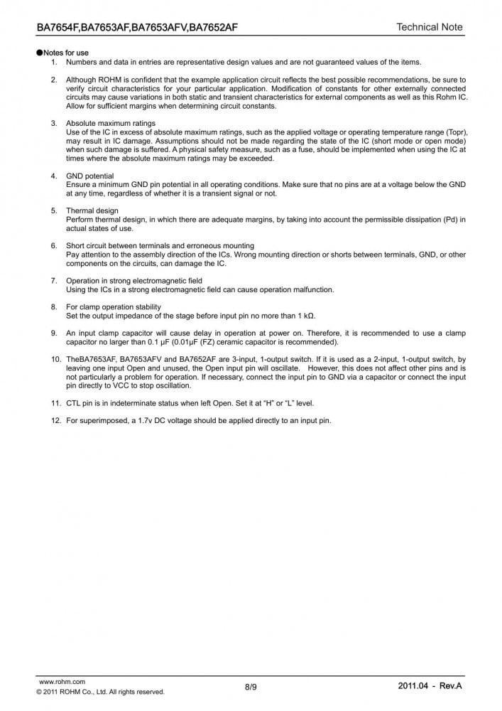 BA7653AFV-E2 datasheet page 8