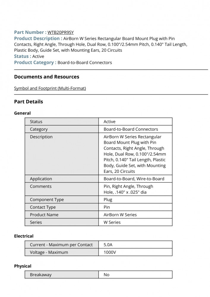 WTB20PR9SY technical document image 1