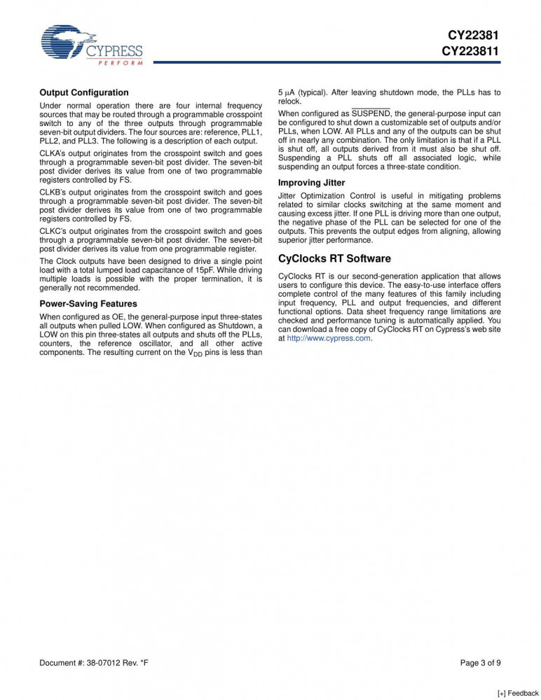 CY22381FXIT datasheet page 3