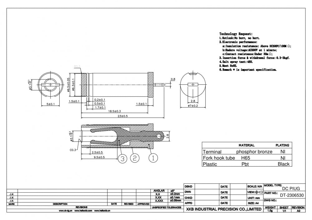 DT-2306530 XKB Connection technical drawing