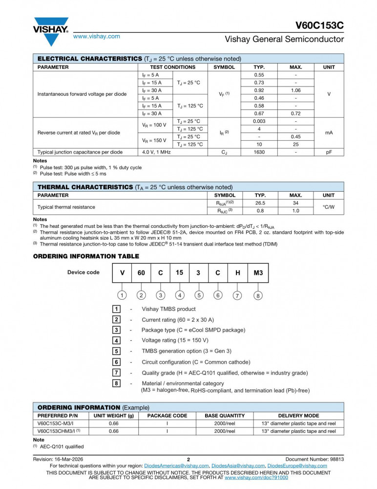 V60C153C datasheet page 2
