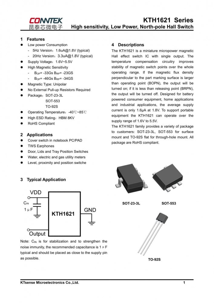 KTH1621SH-ST3 datasheet page 1
