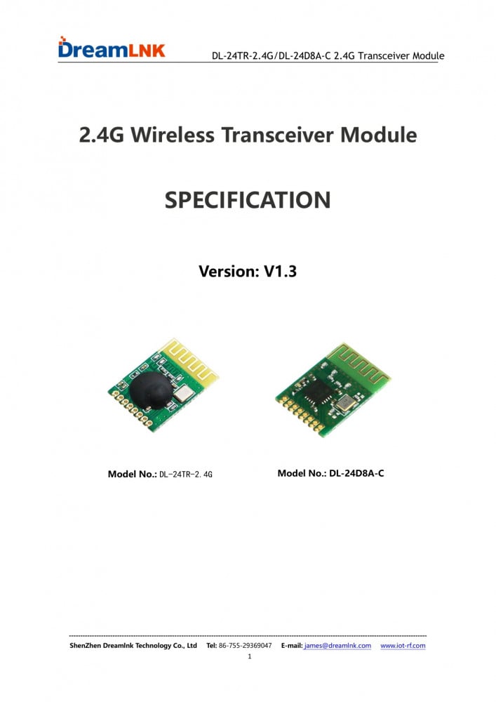 DL-24TR-2.4G datasheet page 1