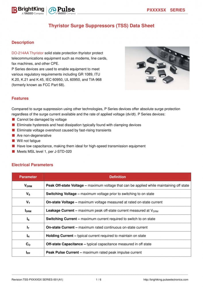 P3500SC datasheet page 1