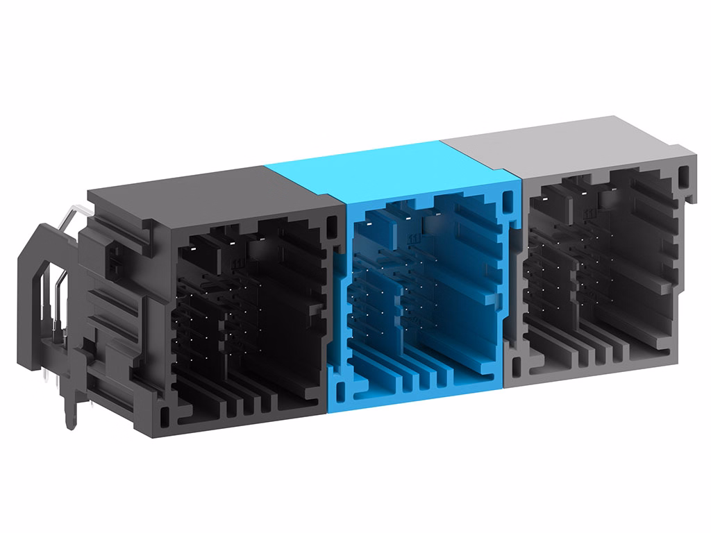 stAK50h 3 Bay Right-Angle Hybrid Header, 82 Circuits, Bay 1: 25 Circuits/Key 1/Green; Bay 2: 25 Circuits/Key 2/Gray; Bay 3: 32 Circuits/Key 1/Black; Tray