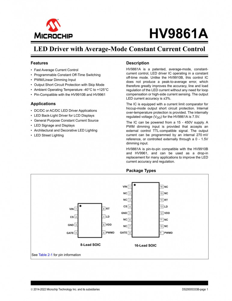 HV9861A datasheet page 1