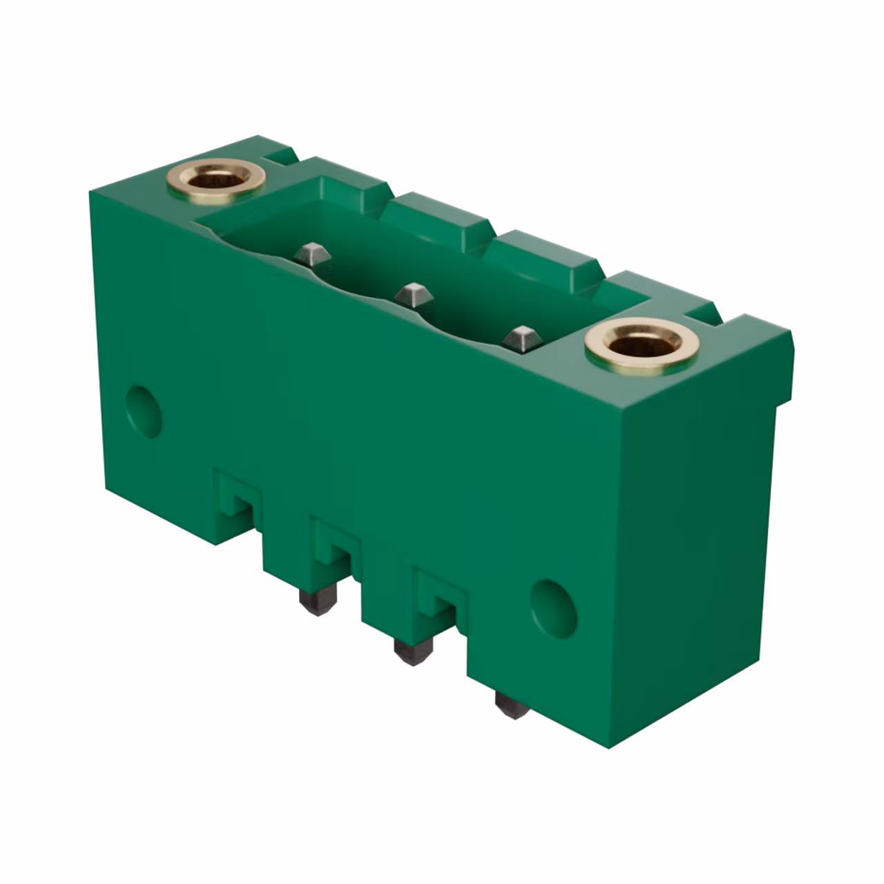 5.00mm Pitch Eurostyle Vertical PCB Header, with Threaded Retention Inserts, Green Housing, 3 Circuits for sale