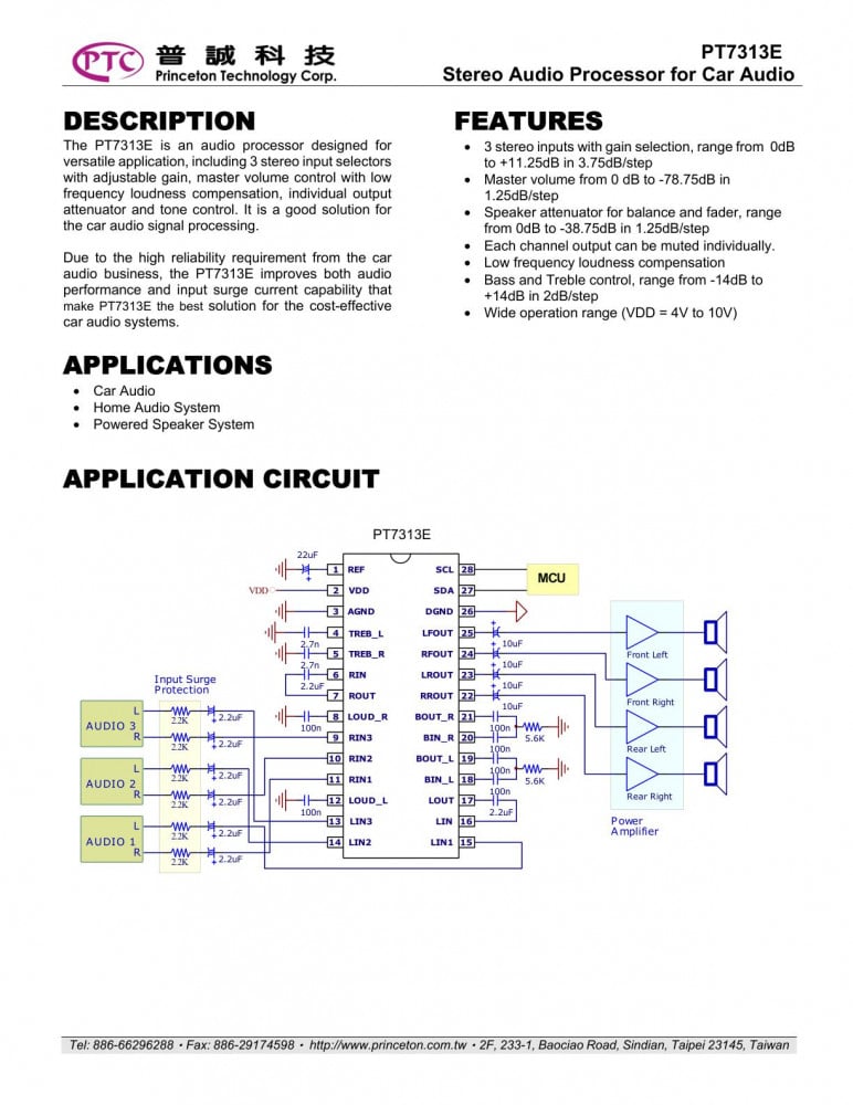 PT7313E datasheet page 1