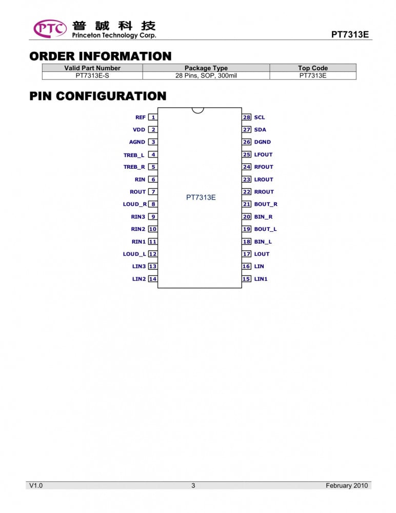 PT7313E datasheet page 3
