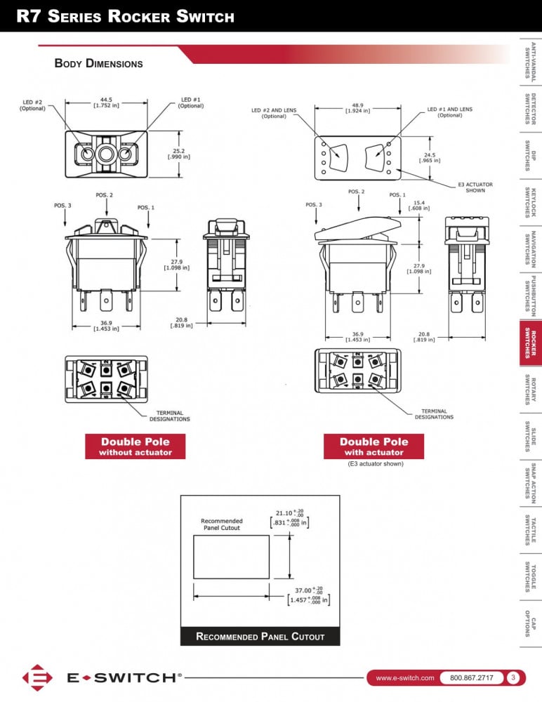 E-Switch R7 Series documentation page 2