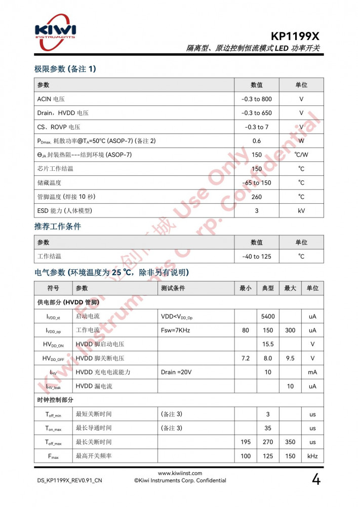 KP1199BWPA datasheet page 4
