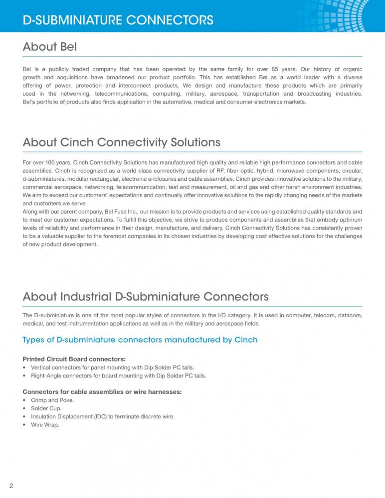 CINCH D-Subminiature catalogue page 2