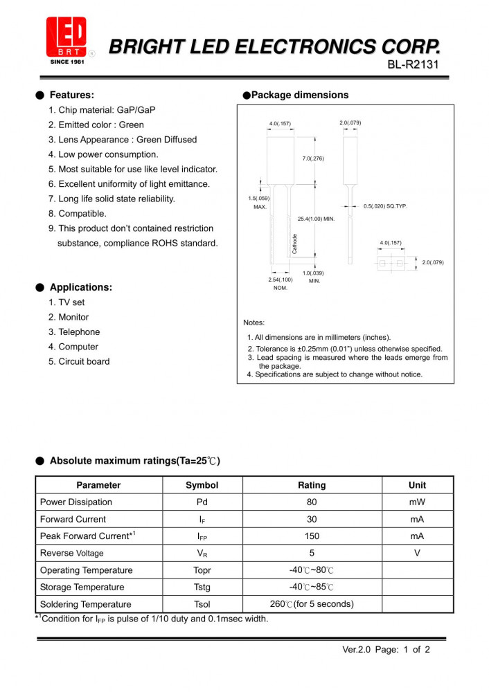 BL-R2131 datasheet page 1