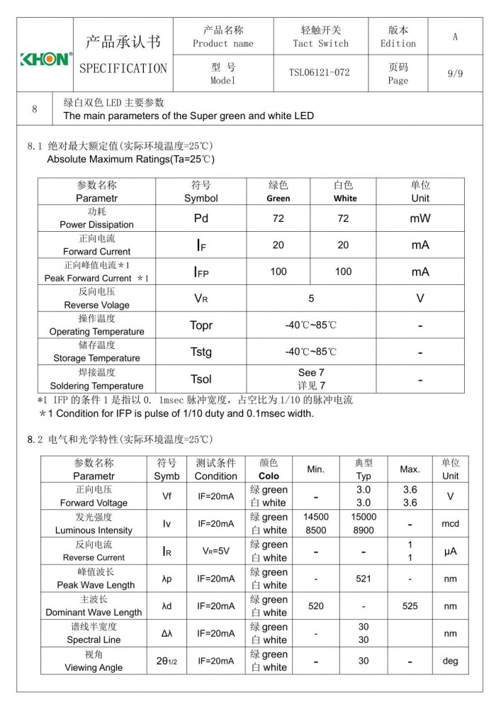 Khon TSL06121-072B330BF-1CE1 specification page 9