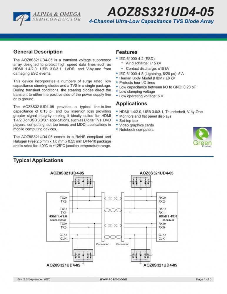 AOZ8S321UD4-05 datasheet page 1