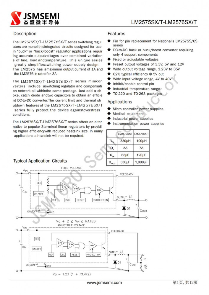LM2575SX-3.3-JSM datasheet page 1