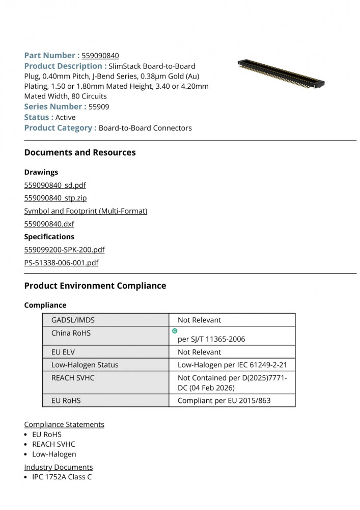MOLEX 559090840 product document page 1