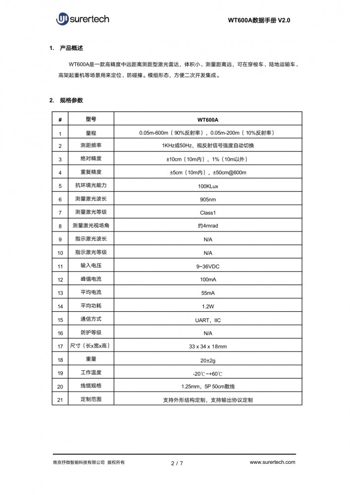 WT600A-U technical document page 2