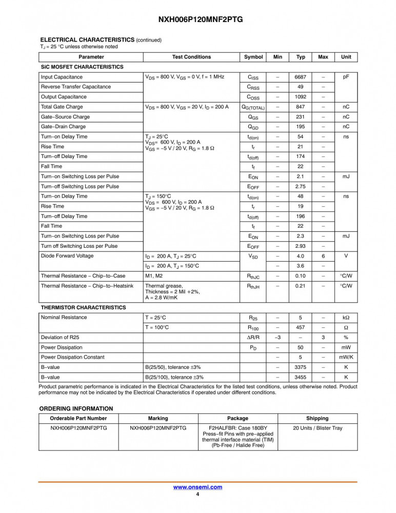 NXH006P120MNF2 datasheet page 4