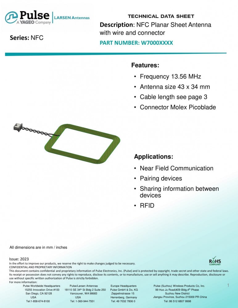 W7000 datasheet page 1