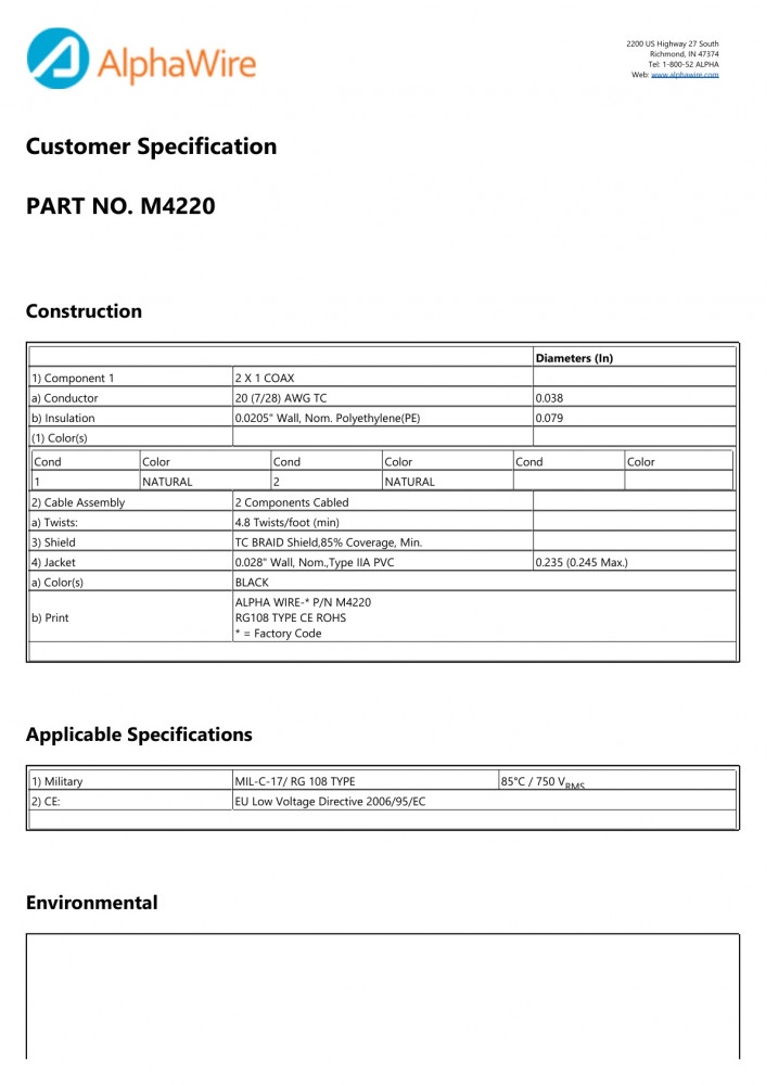 M4220 BK001 technical document page 1