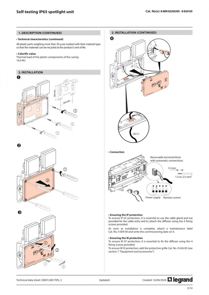 Legrand 660463 technical document, page 2