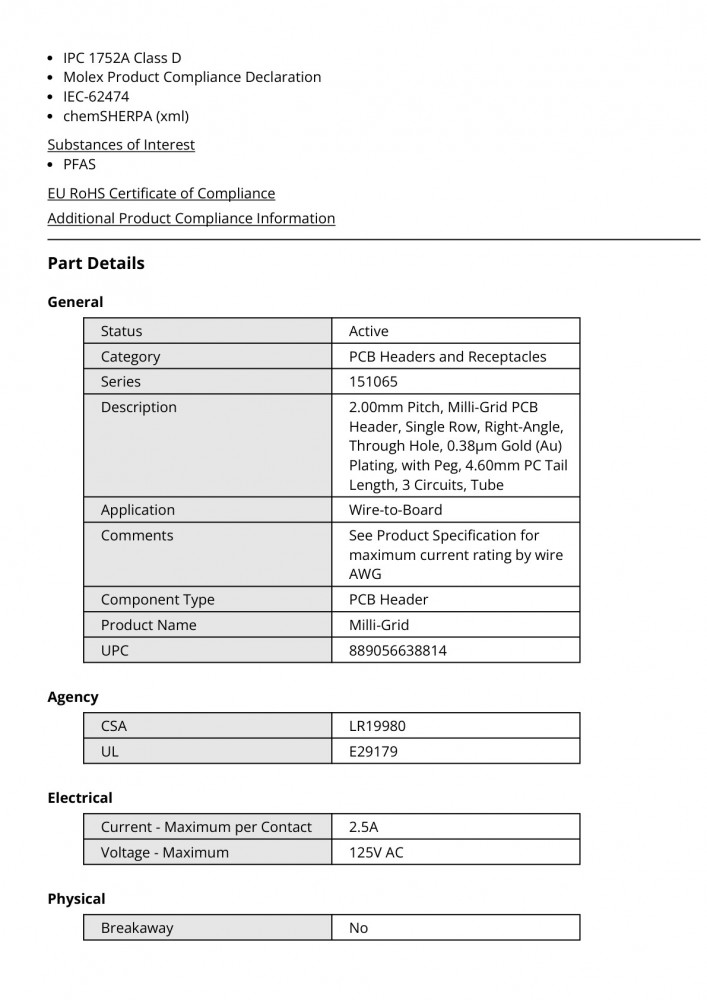 MOLEX Milli-Grid product specification page 2