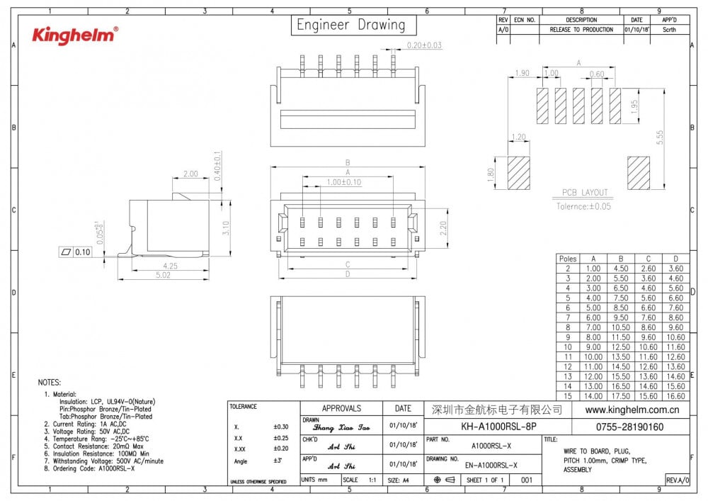 KH-A1000RSL-8P engineering drawing preview