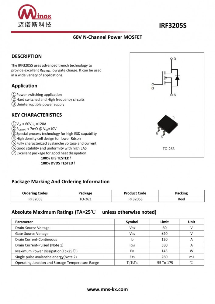 IRF3205S datasheet page 1