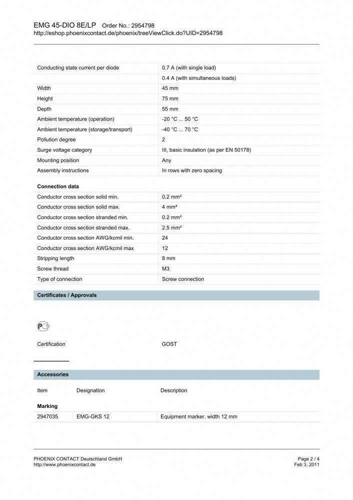 Phoenix Contact 2954798 product documentation page 2