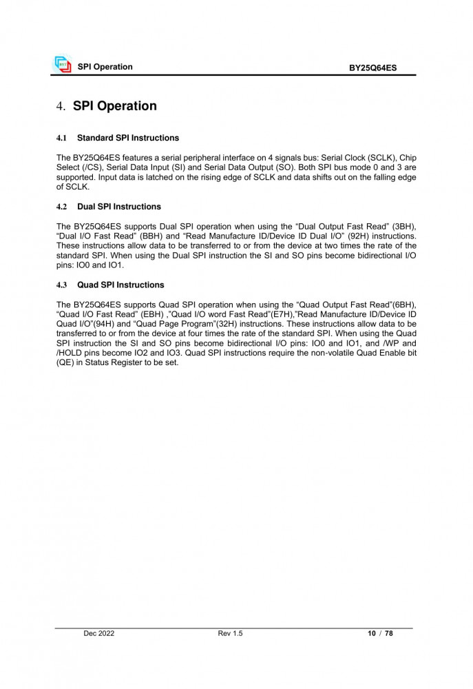BY25Q64ES datasheet page 10