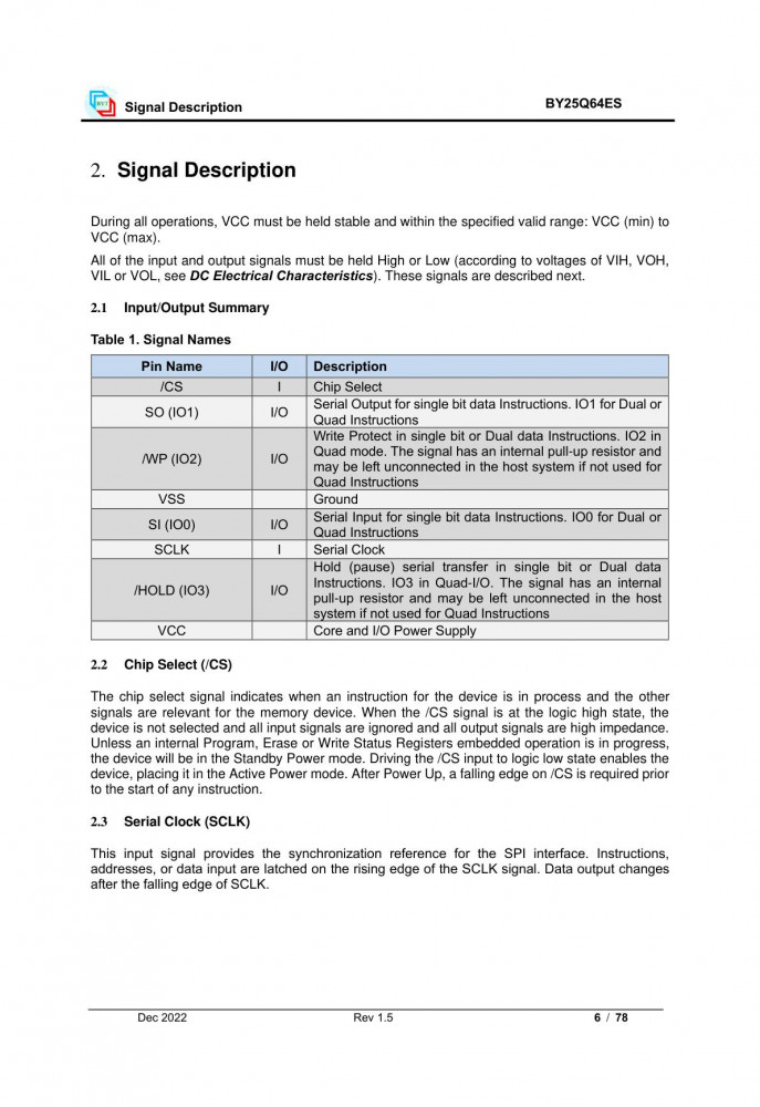 BY25Q64ES datasheet page 6