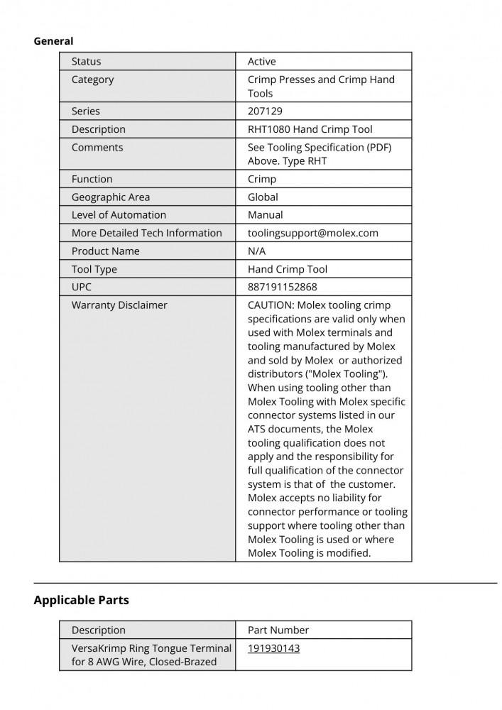 RHT1080 tooling document page 2