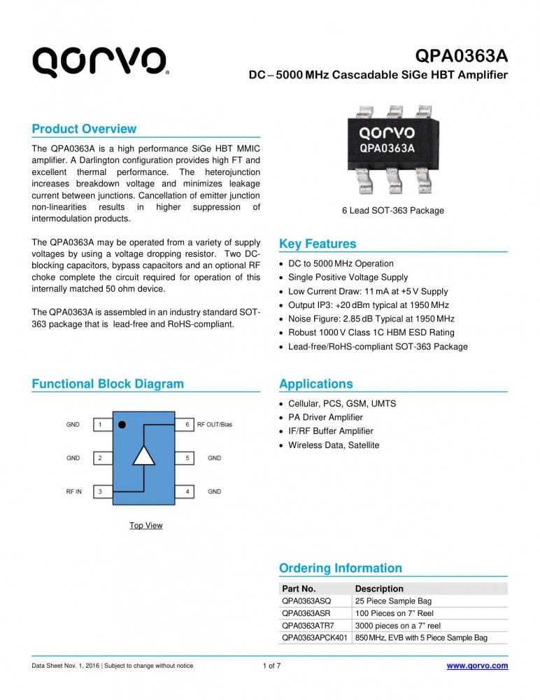QPA0363A datasheet page 1