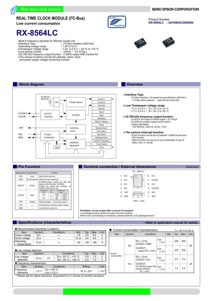 RX-8564LC technical document page