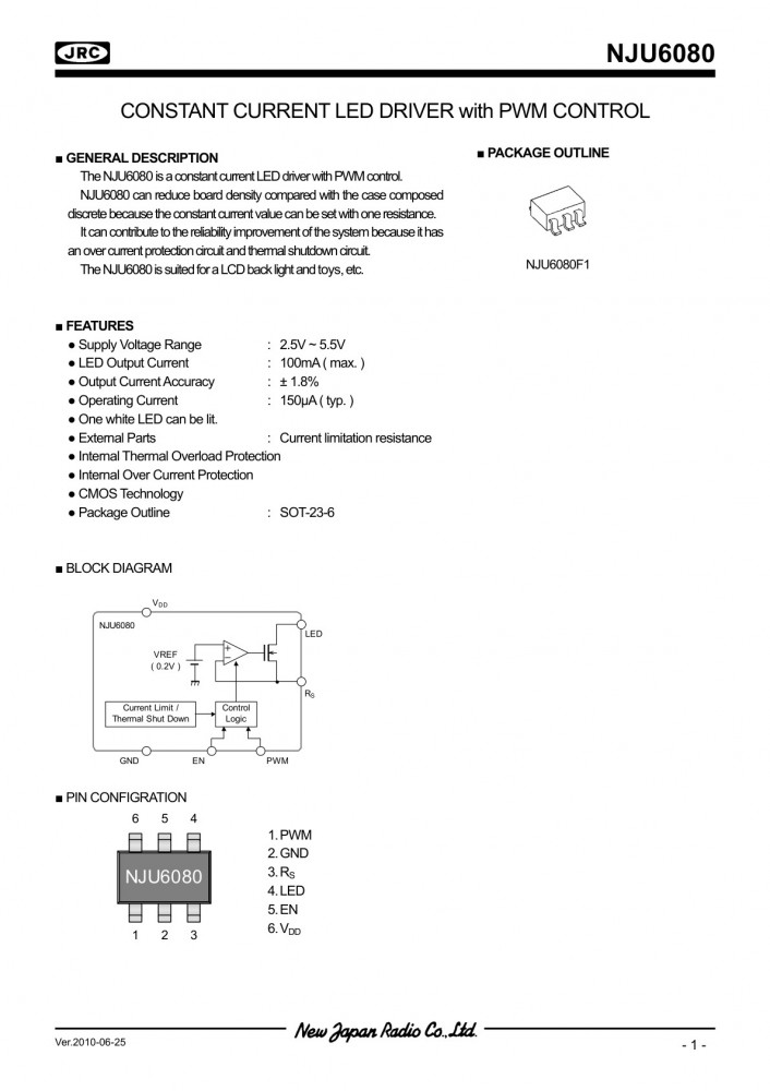 NJU6080 technical document page 1