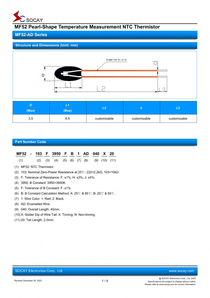 MF52-AD technical document page 1