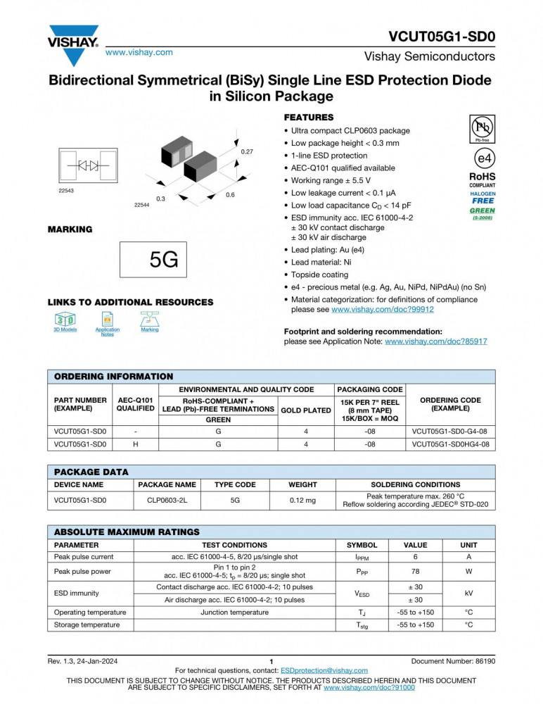 VCUT05G1-SD0 datasheet page 1