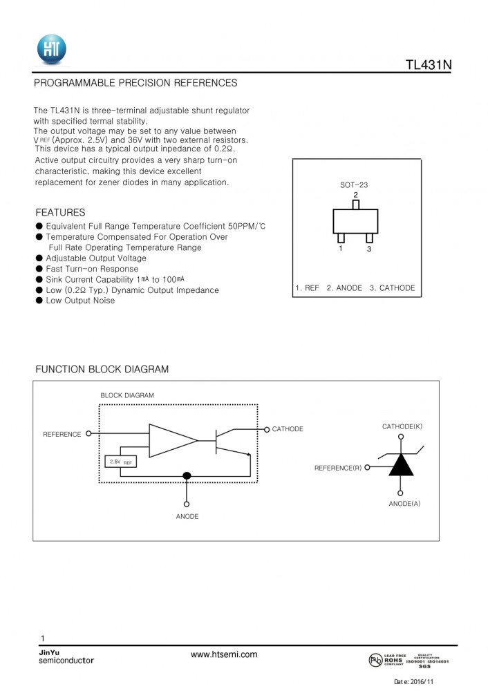 TL431N-0.5% datasheet page 1