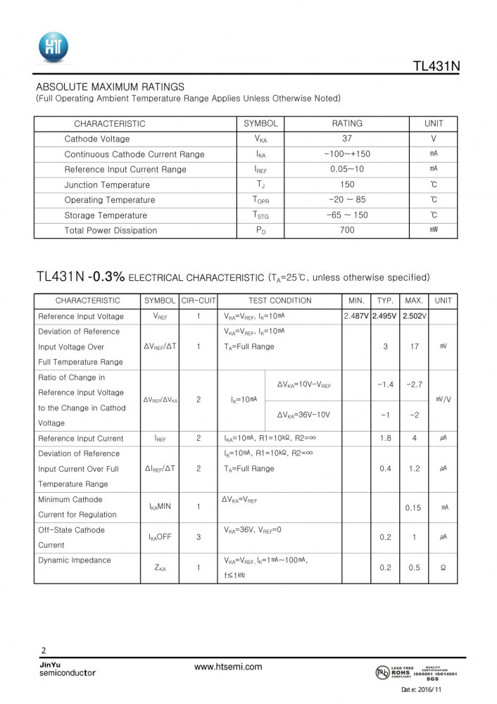 TL431N-0.5% datasheet page 2