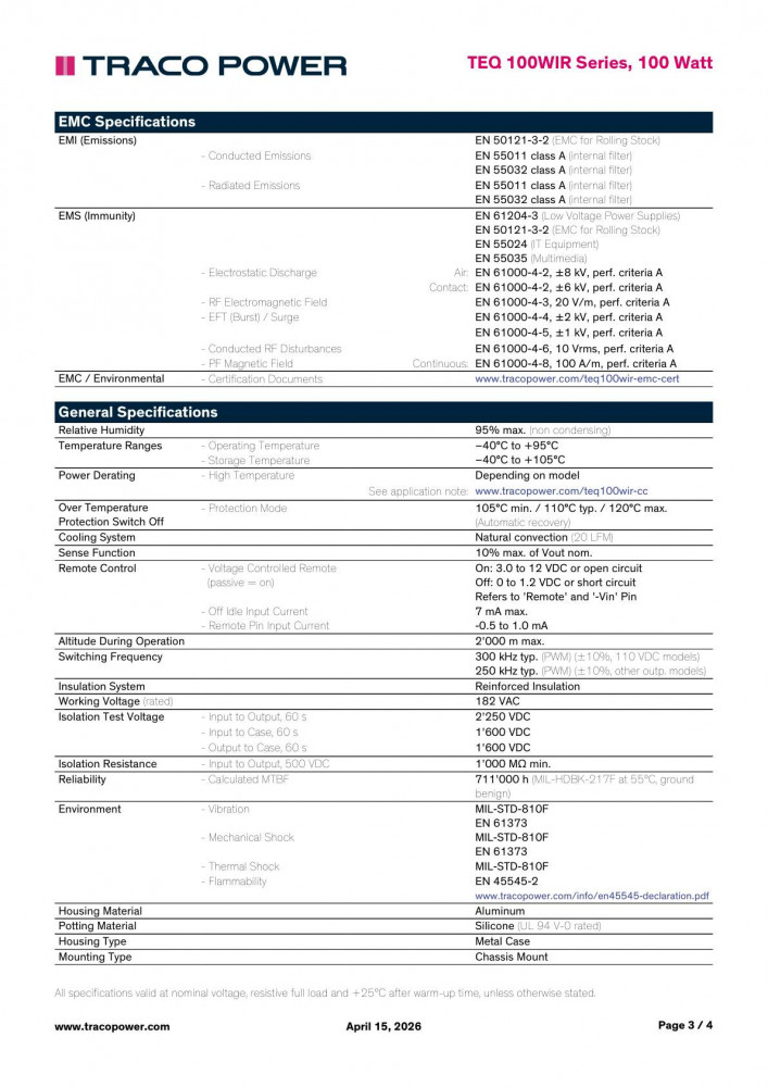TEQ 100WIR technical document page 3
